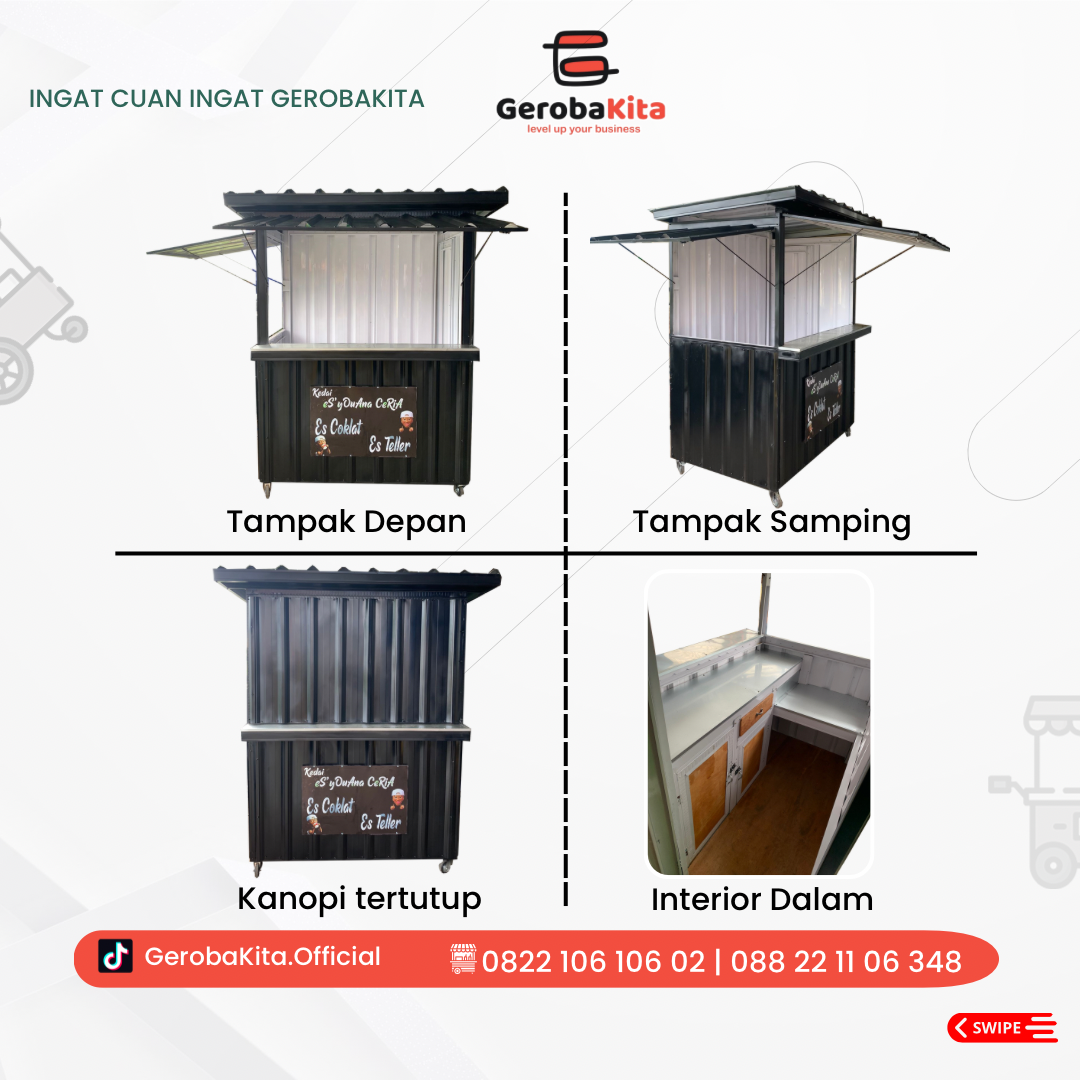 Booth Container Custom Roda dan Lantai – Gerobakita