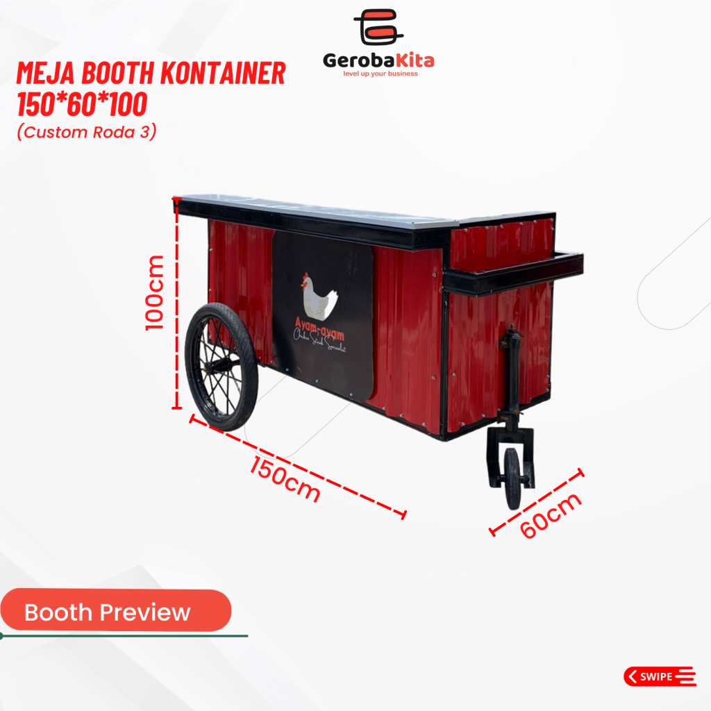 Meja Dorong Booth Container – Gerobakita